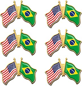 Amazon.com: 12/Pack -American Brazil Friendship Flag Pins Bulk -1.4 ...