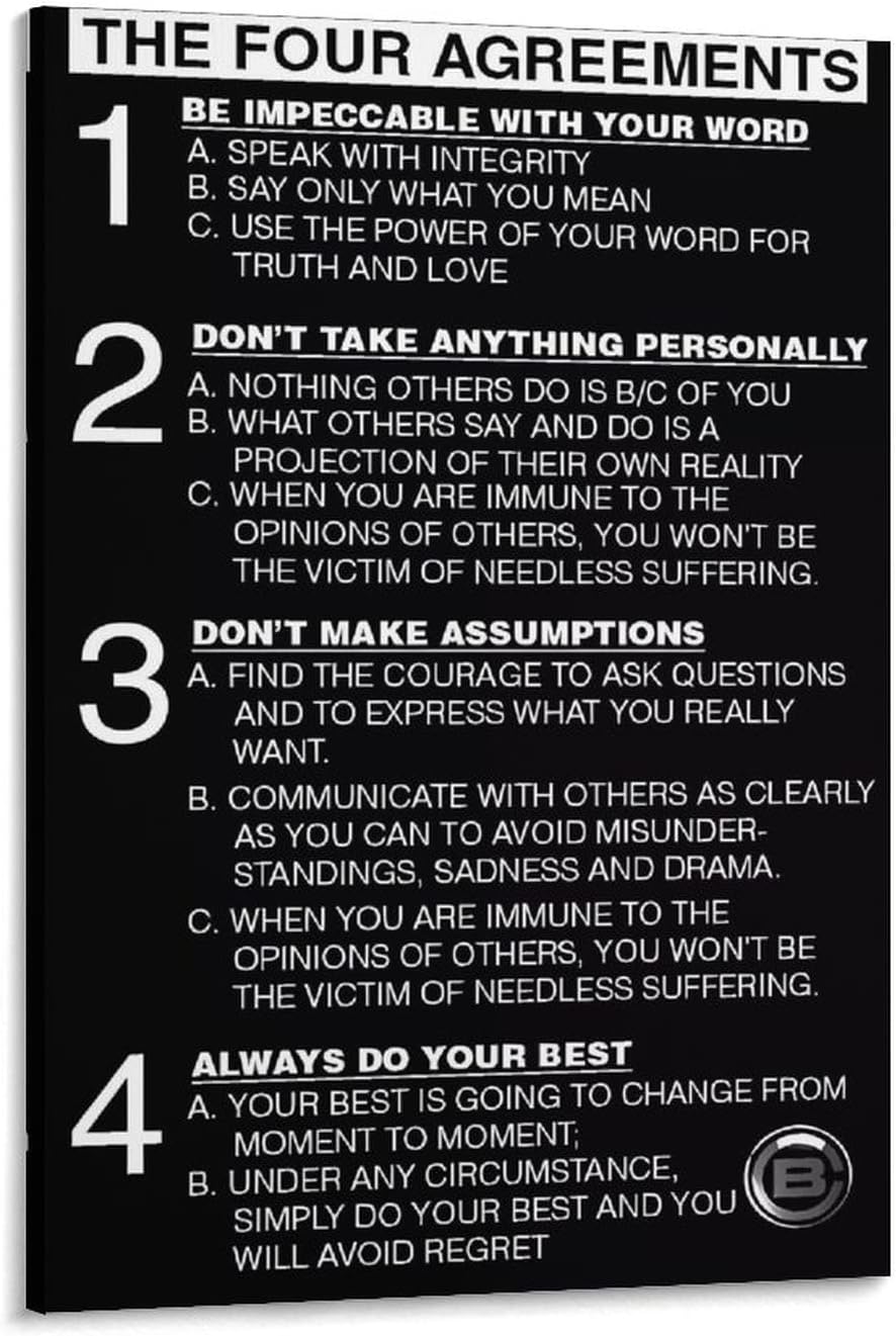 Amazon.com: Don Miguel Ruiz Vintage Four Agreements Poster Artistic ...