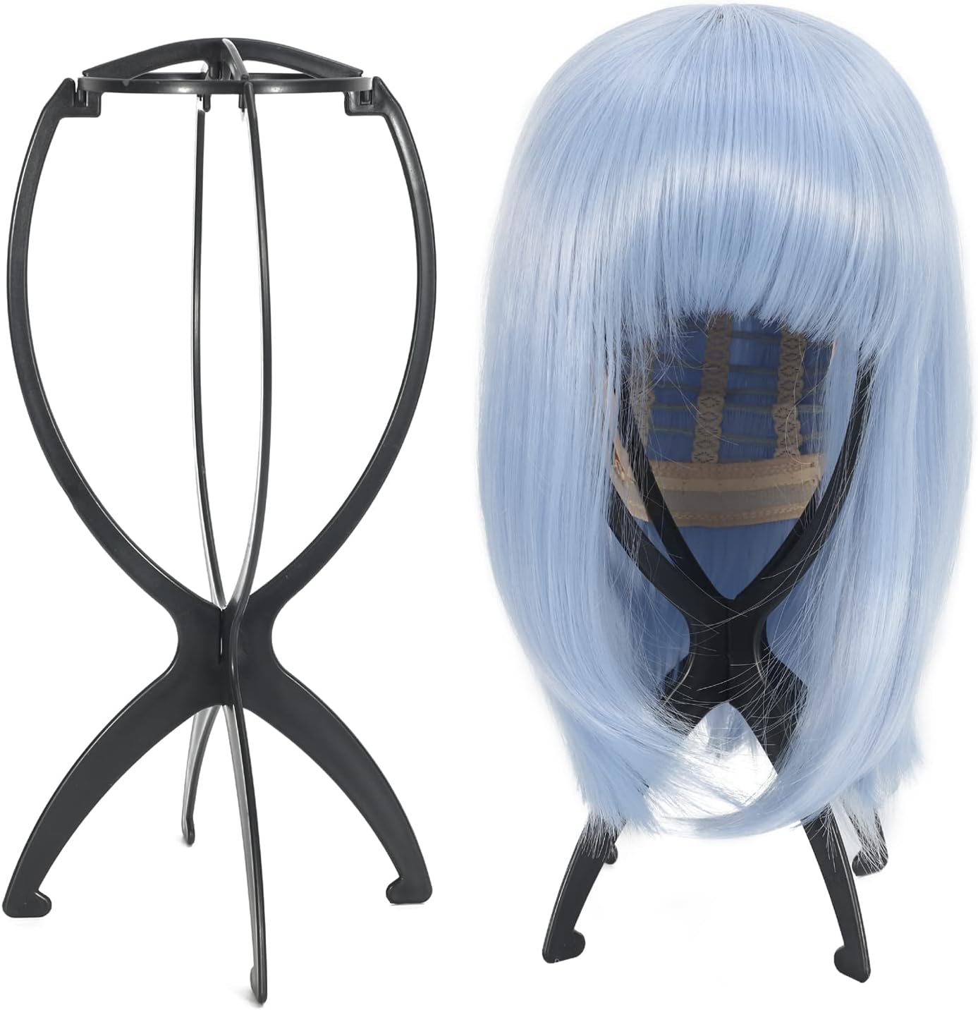 Amazon.com: MISSUHUI Wig Stand Wig Holder, Portable Wig Head Stand ...
