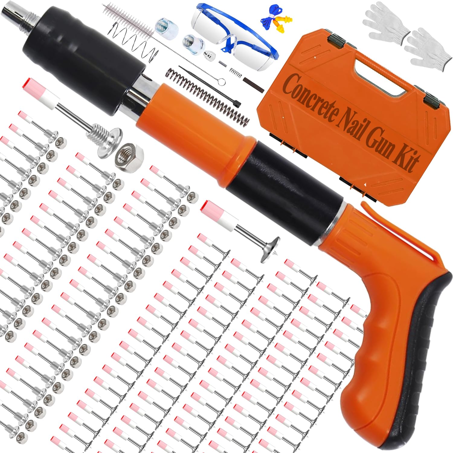 Amazon.com: DLronwey Concrete Nail Gun Kit with 120pcs Nails,5 Speed ...