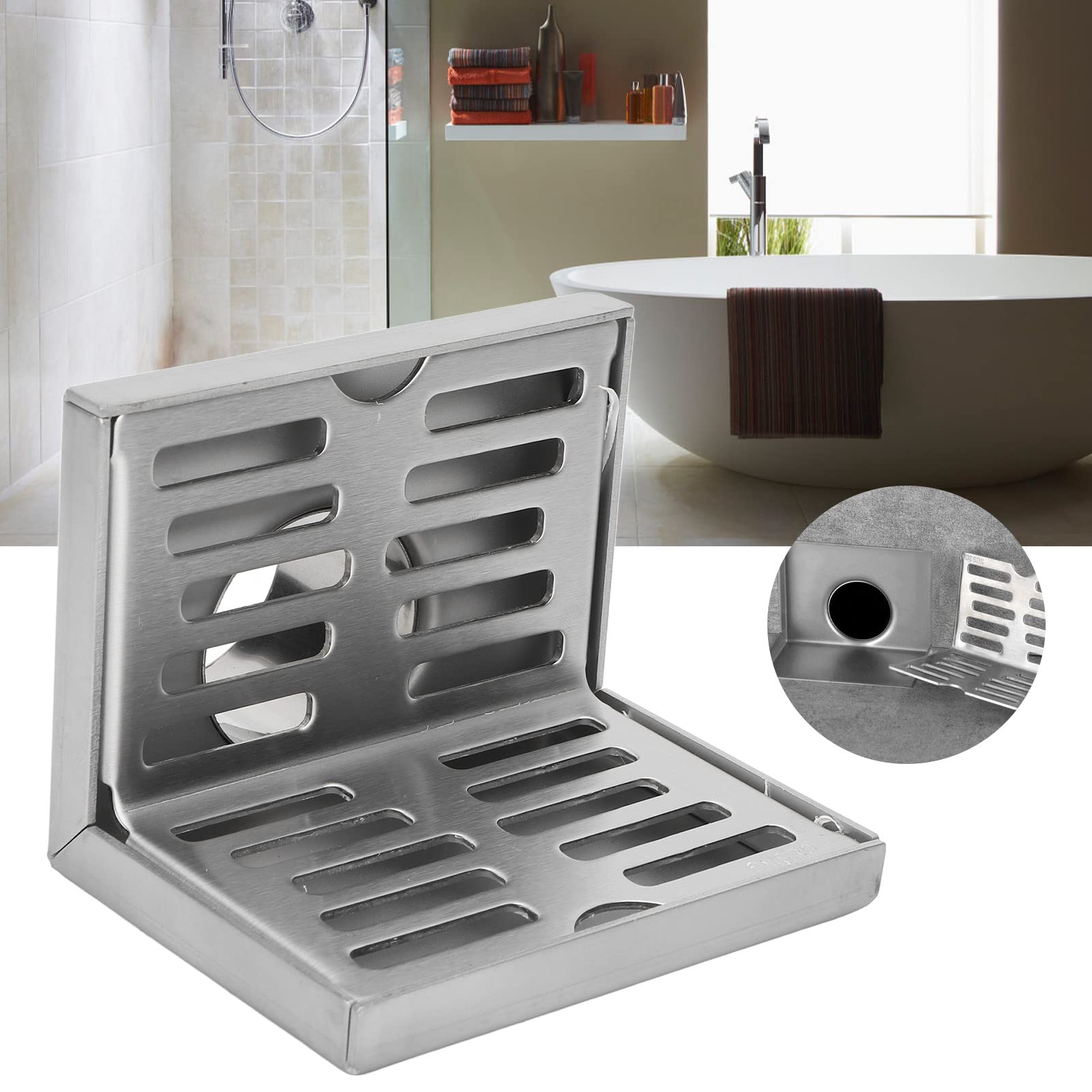 Garosa Corner Floor Drain L Shape Stainless Steel Side Drain 10cm Wall ...