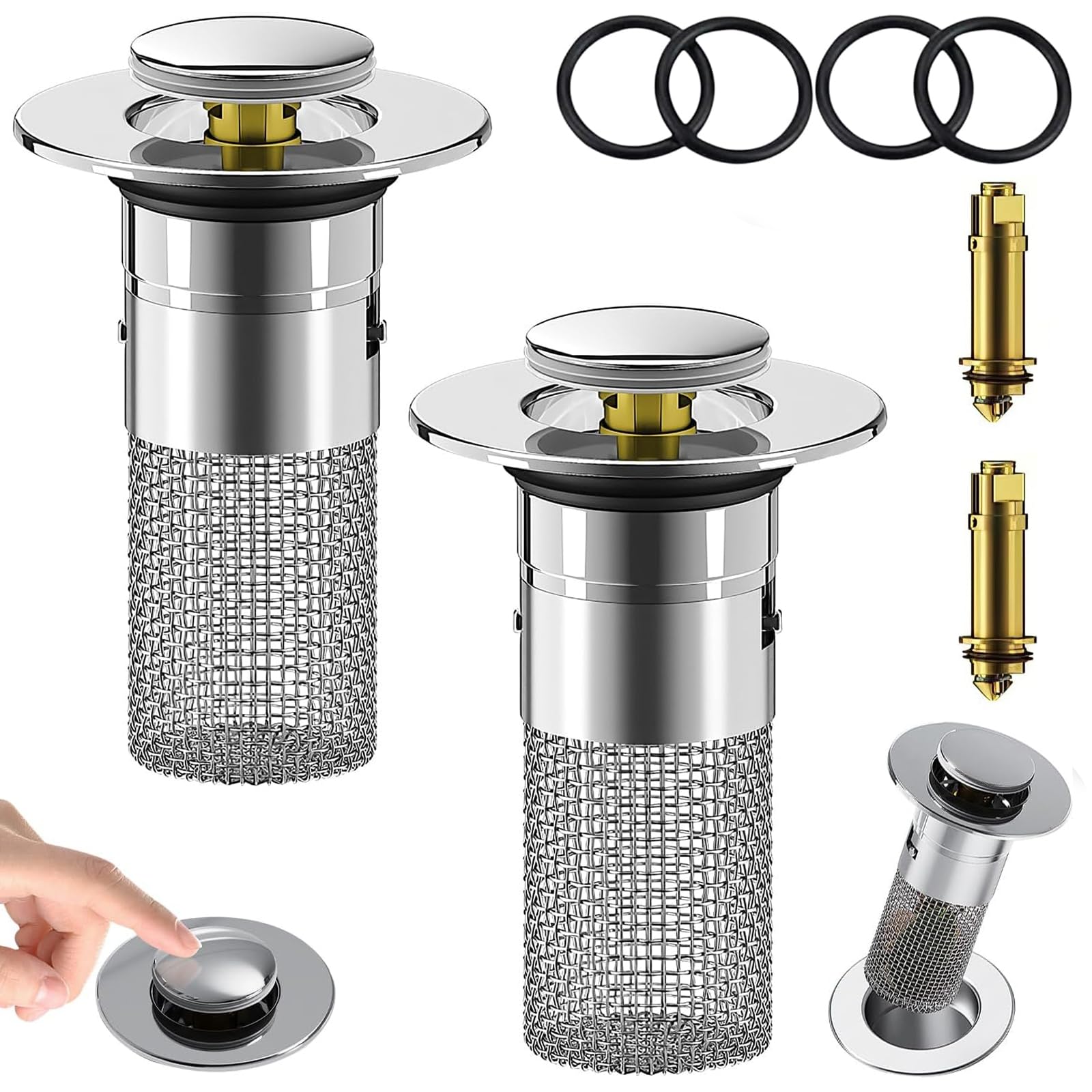 Amazon.com: 2024 New Pop Up Bathroom Sink Drain Strainer Hair Catcher ...