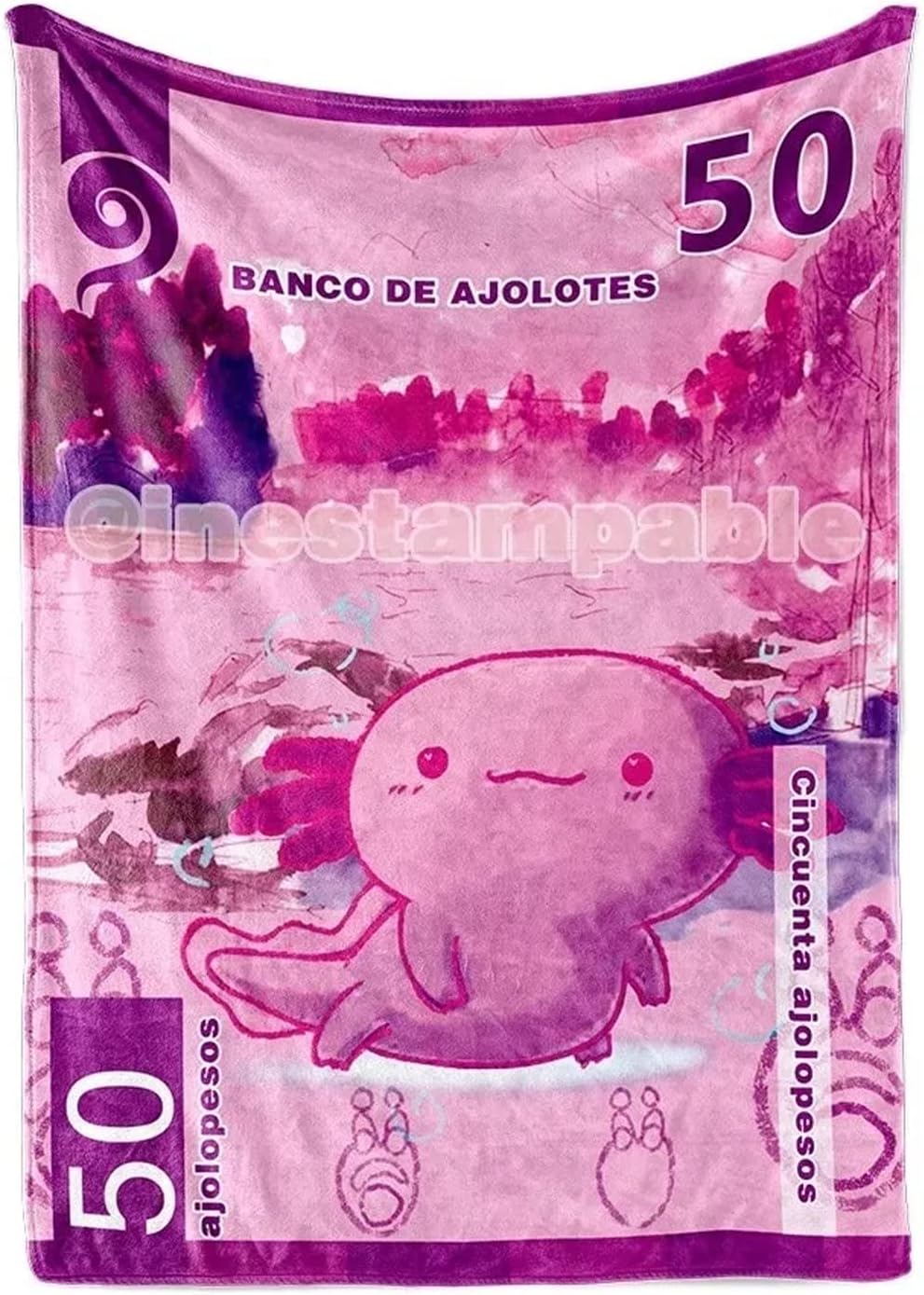 Frazada Ajolote Morada | Tamaño chico | Cobija Ajolopeso Billete 50 ...