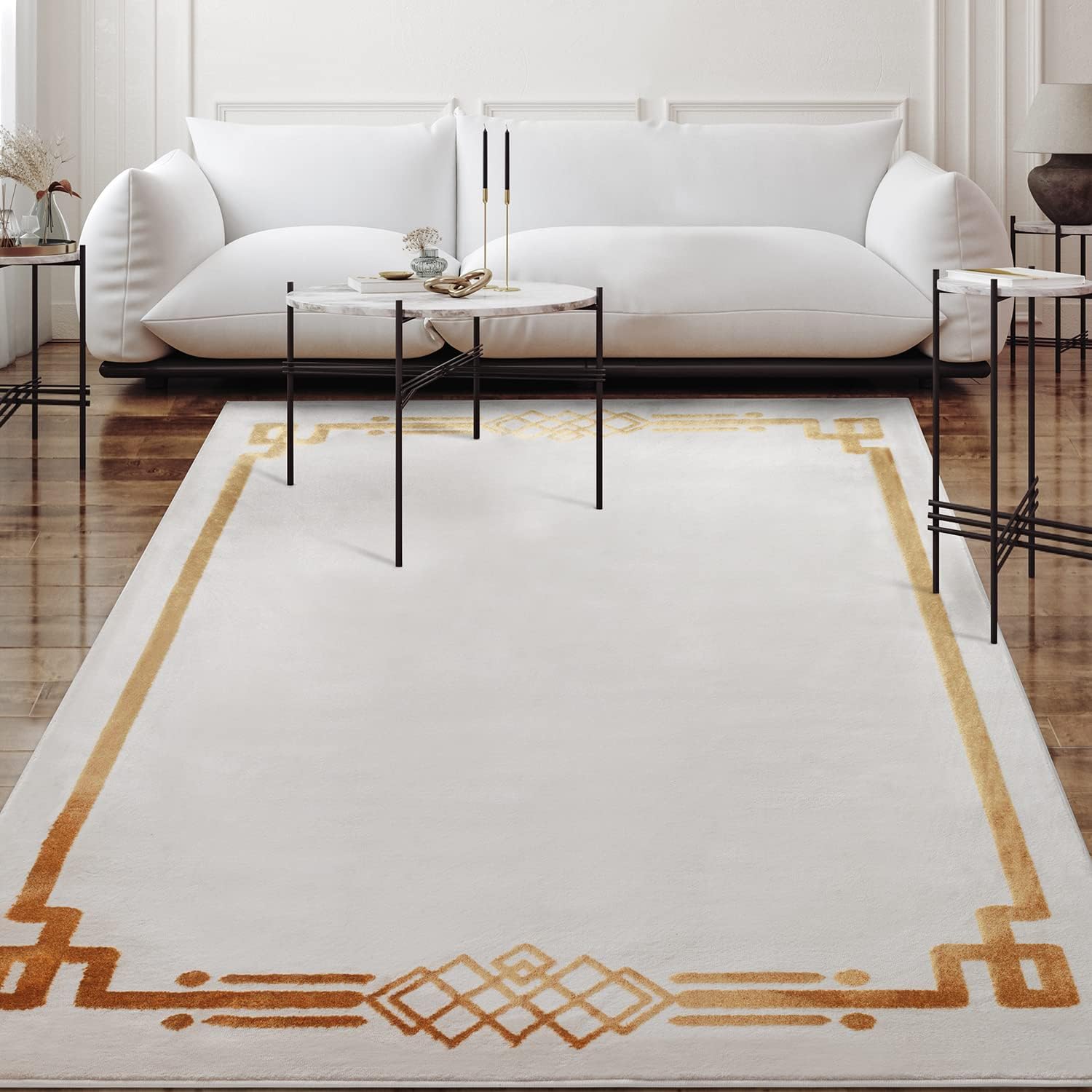 Amazon.com: Antep Rugs Babil Gold 6x9 Modern Bordered Indoor Area Rug ...