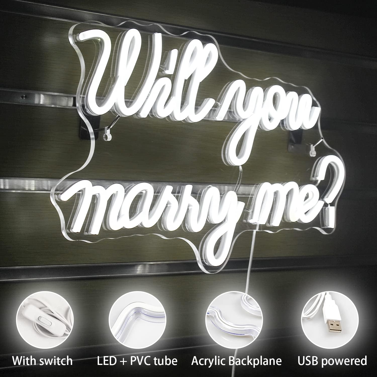 Will You Marry Me Neon Sign Marry Me Sign White Led Wedding Sign Neon ...