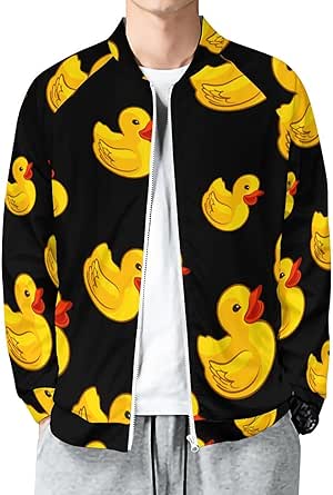 Rubber Yellow Duck Bomber Jacket Men Lightweight Causal Flight ...