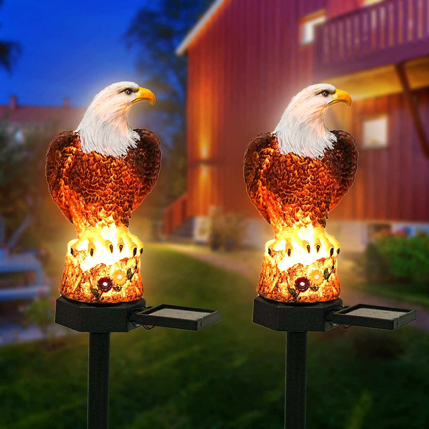 Amazon.com : SmilingTown Solar Garden Lights Resin Warm White LED ...