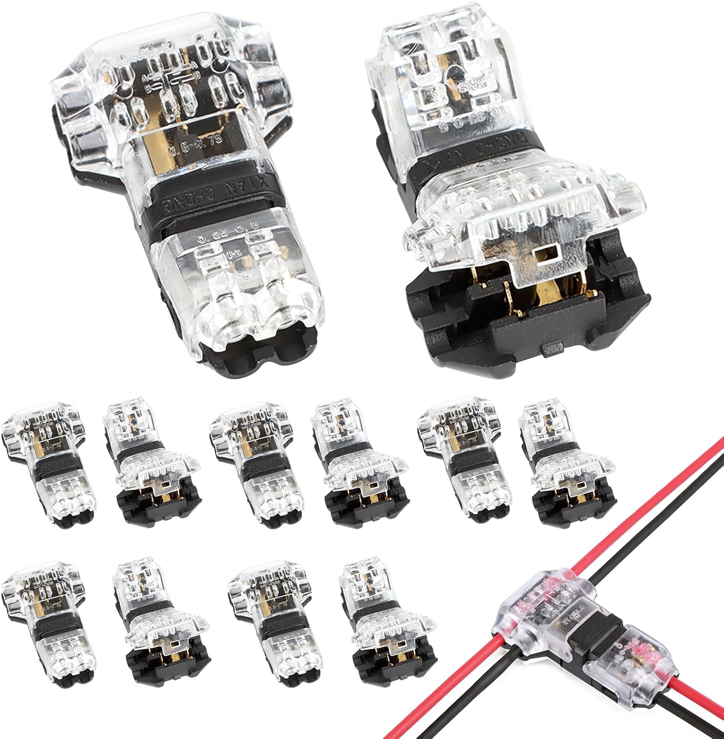 12Pcs T Tap Wire Connectors, 2 Pin Low Voltage Quick Splice Solderless ...