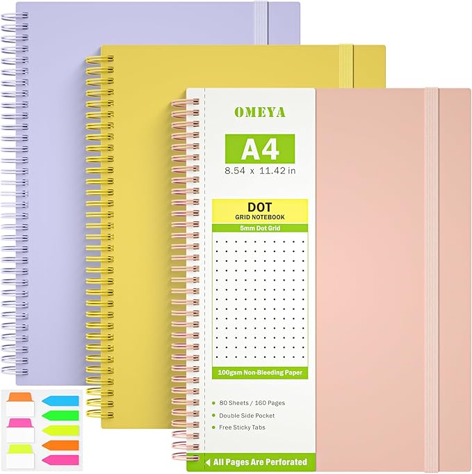 Amazon.com : 3 Pack Dotted Journal Notebook 8.5" x 11", 1 Subject ...