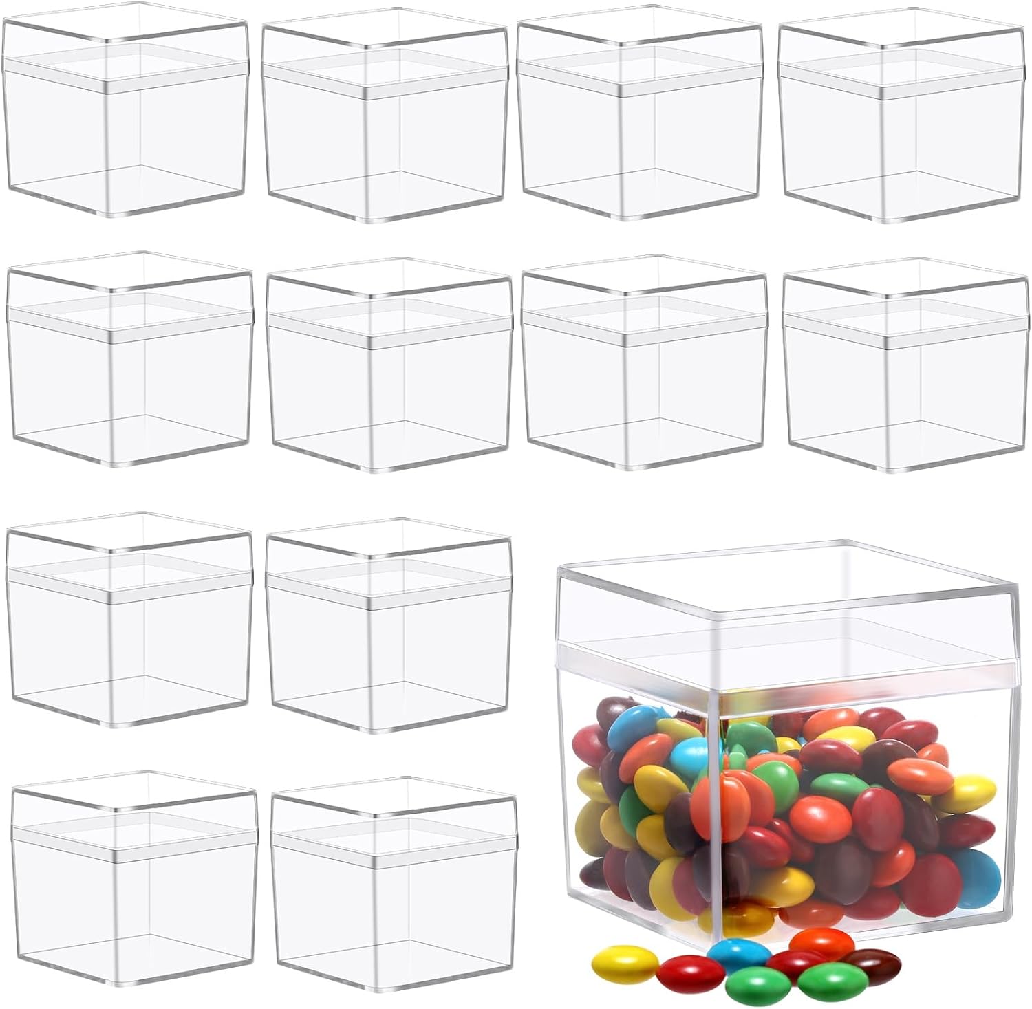 Amazon.com: Leinuosen 50 Pcs 2 x 2 x 2 Inch Clear Acrylic Plastic Box ...