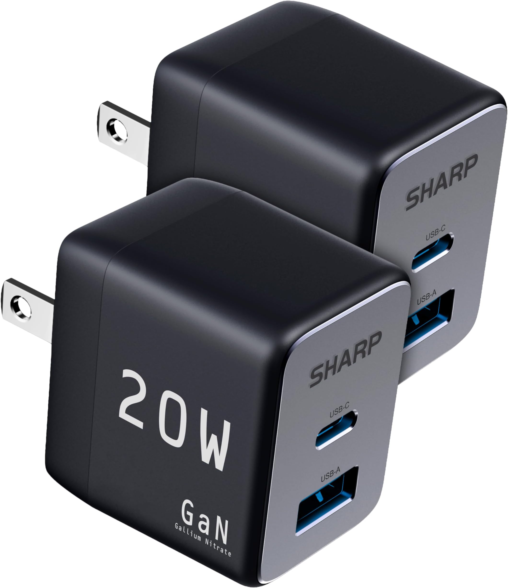 Amazon.com: Sharp USB C Charger - 20W, Dual Port (USB A+C) Compact Foldable GaN Fast Charge for ...