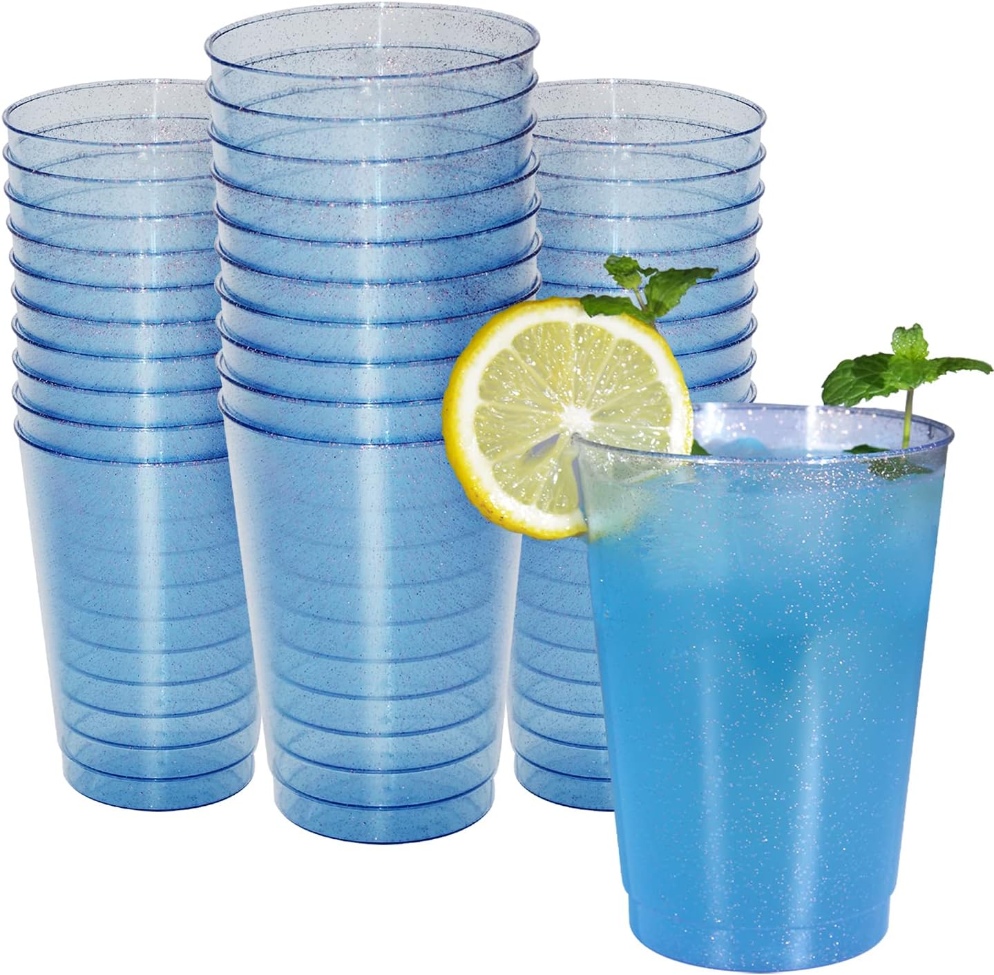 Amazon.com: 100 Pcs 9oz Rimmed Plastic Cups Wedding Clear Cups Heavy ...