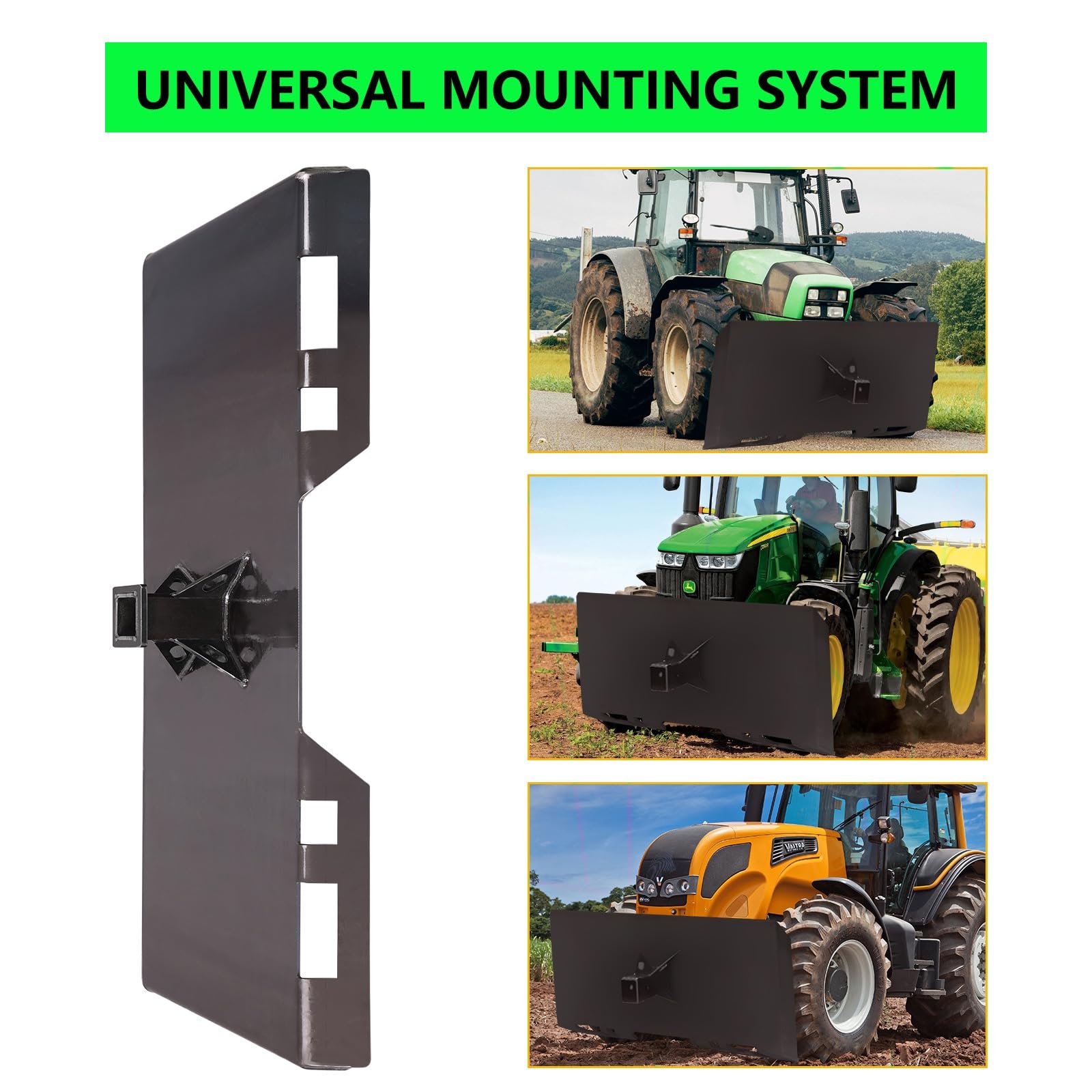 Tractor Attachment Plate With Hitch 3/8 Skid Steer Mount Plate With 2 ...