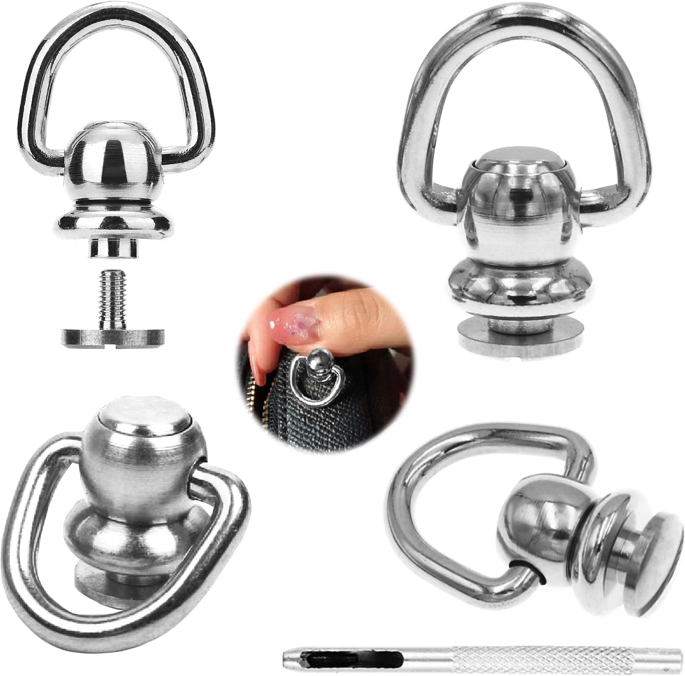 Amazon.com: 12 Pcs D Rings Rivets for Leather Purse, Gold D Ring Rivet ...