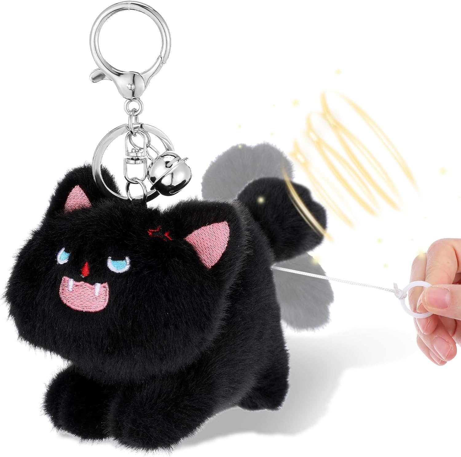 Amazon.com: LLOUSSAK Cute Cat Keychain Plush Black Cat Gifts Black Cat ...