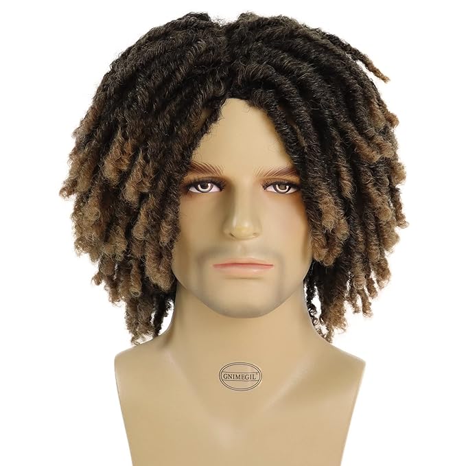 Amazon.com : GNIMEGIL Short Dreadlocks Wig for Black Man Afro Bob Ombre ...