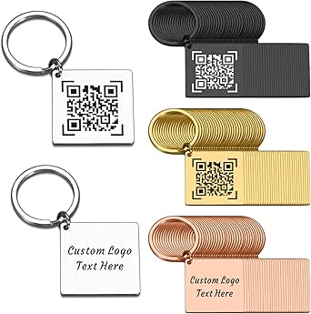 Custom QR Code Keychain Bulk - Personalized Engraved Keyring with Link ...