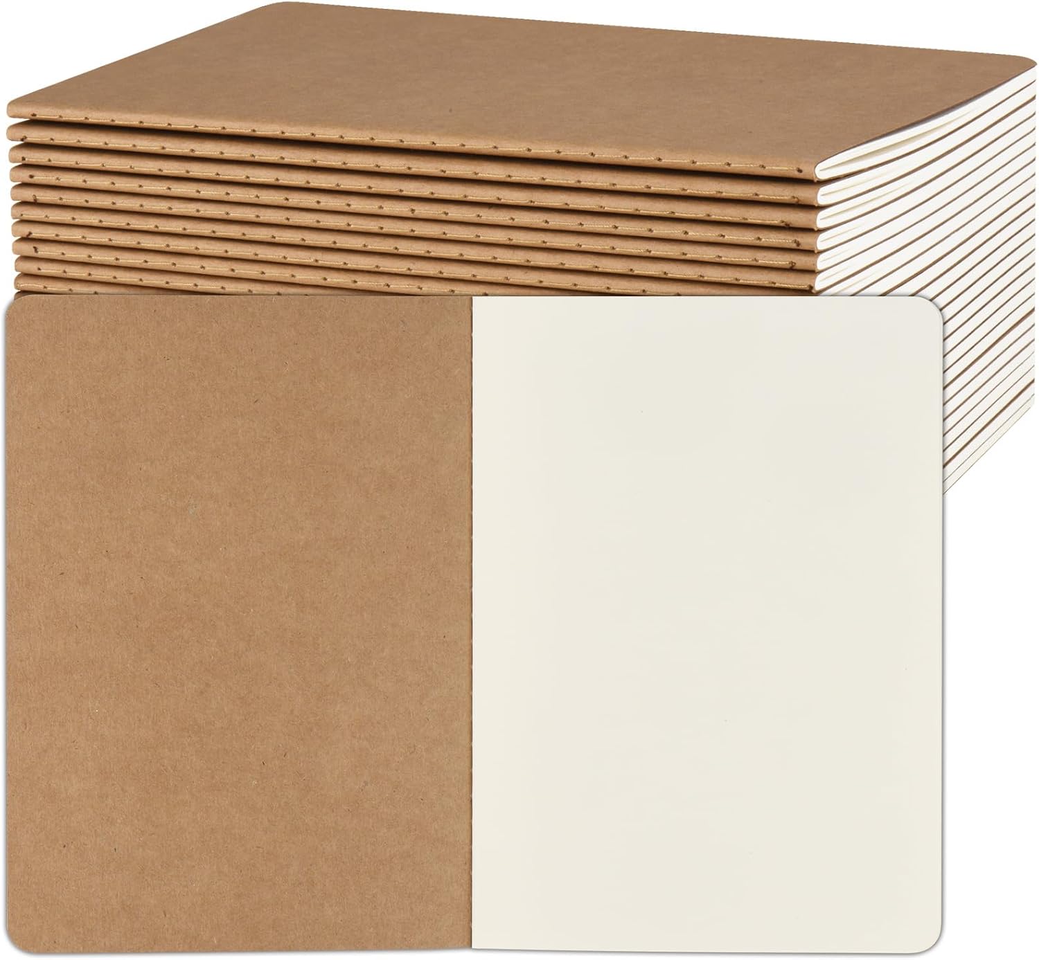 ZCZN A5 Plain Paper Notebooks - 24 Pack, 60 Pages Each, Kraft Cover ...