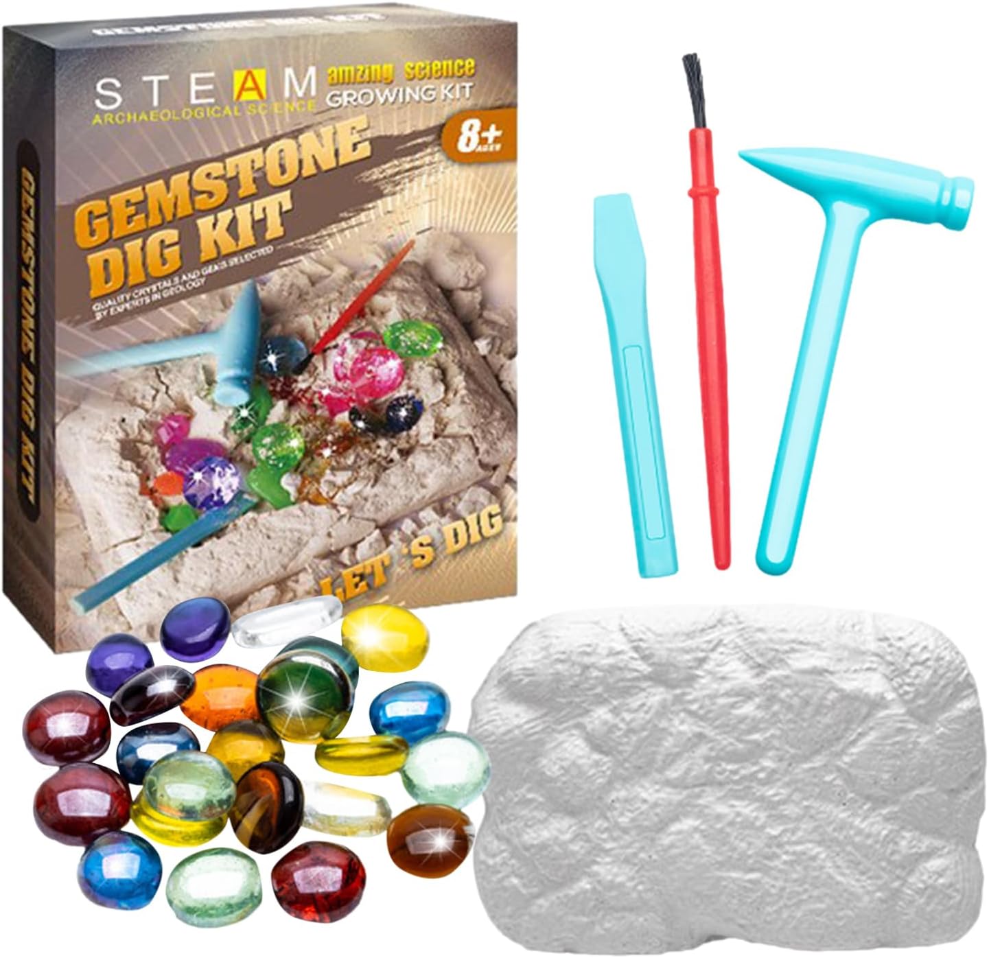 Amazon.com: chibang Gemstone Dig Kit, Gemstones Excavation Kits for Kids, Gem Digging Kit with ...