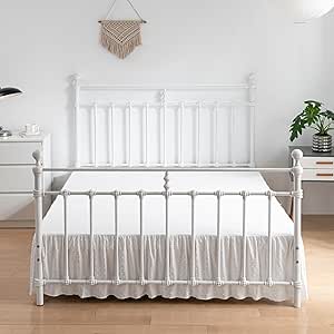 Amazon.com: Tufted Dot Bed Skirt King Size Ruffled Bed Skirt with Split ...