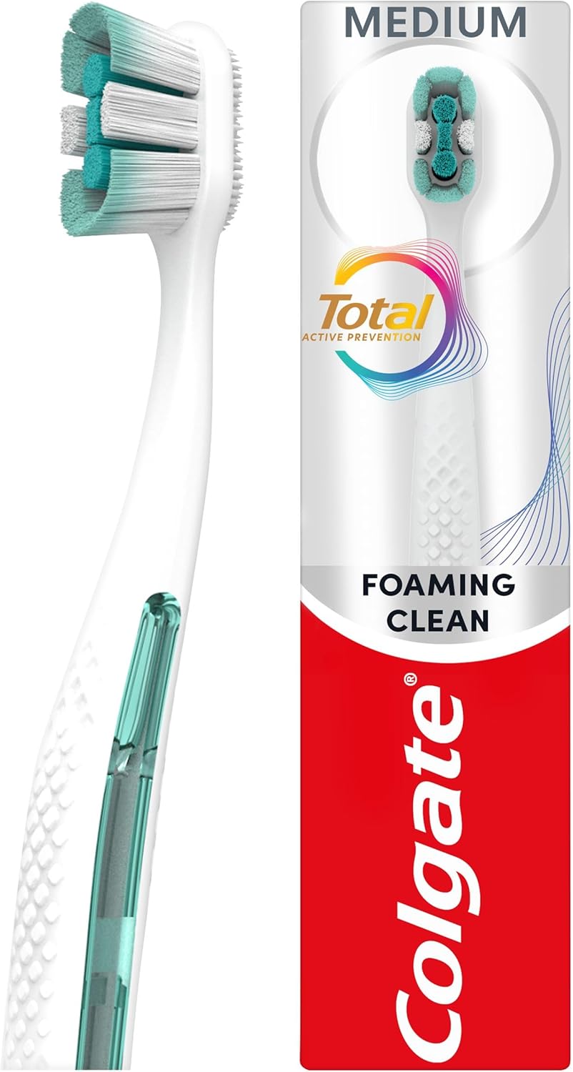 Colgate Total Foaming Clean Medium Manual Toothbrush - Helps Fight The ...