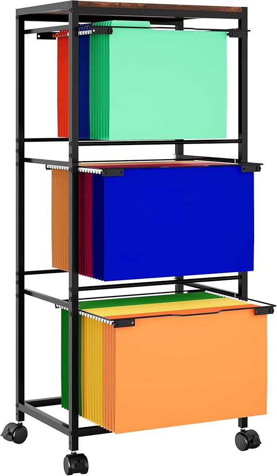 Amazon.com : superbpag Rolling File Cart with Wheels, 3 Tier Office ...