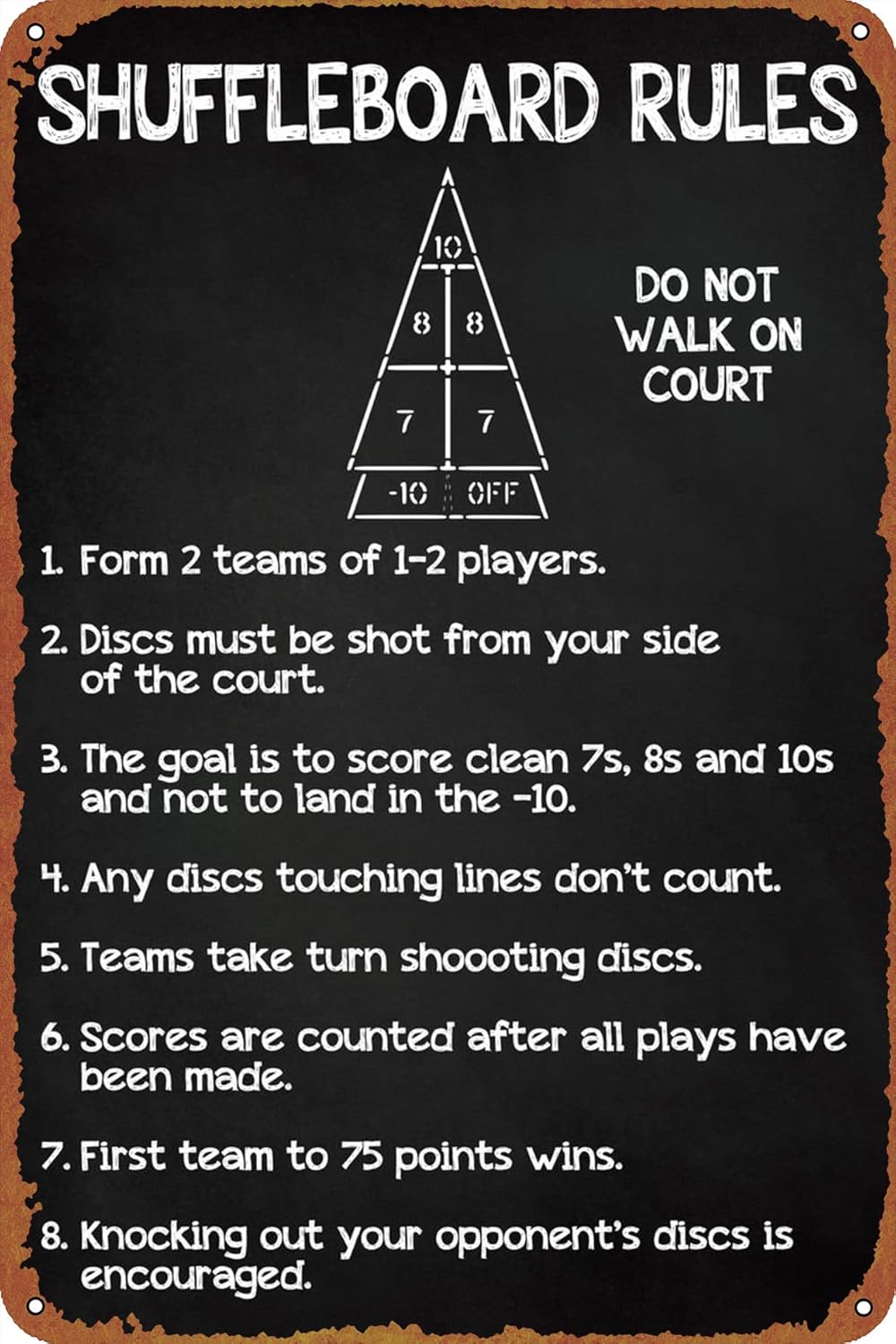Amazon.com : SHUFFLEBOARD Chalk Poster Metal Sign Tin Metal Retro Wall ...
