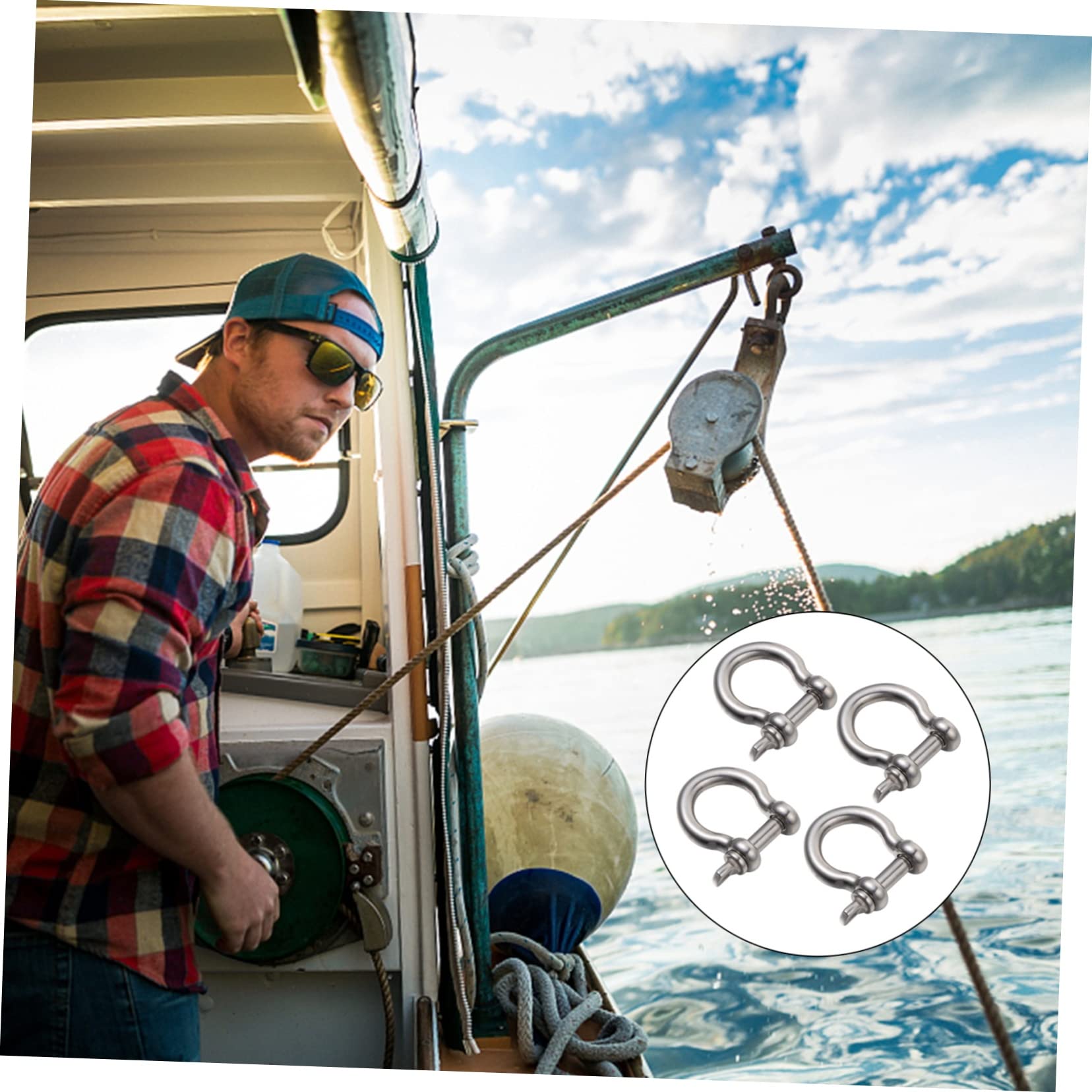 Marine Shackles 4-Pack Stainless Steel D-Shackles - M10 Bow Shackles ...