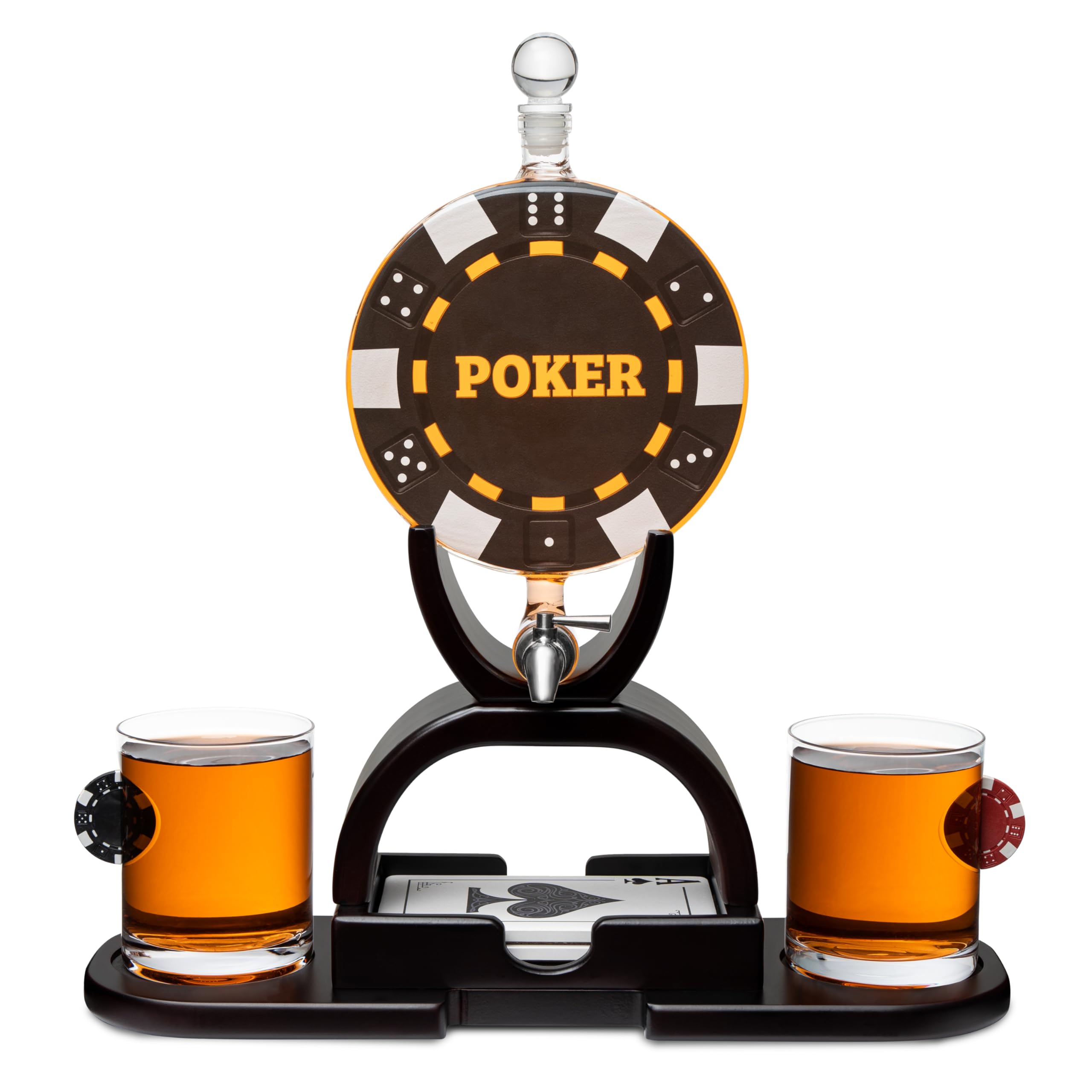 Amazon.com | Poker Chip Whiskey Decanter Set for Men with Whiskey Glass ...