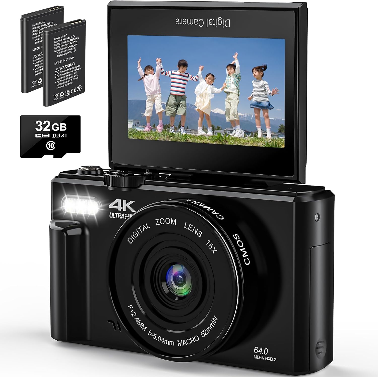 Amazon.com : 4K Digital Camera for Photography, 64MP Auto-Focus Point ...