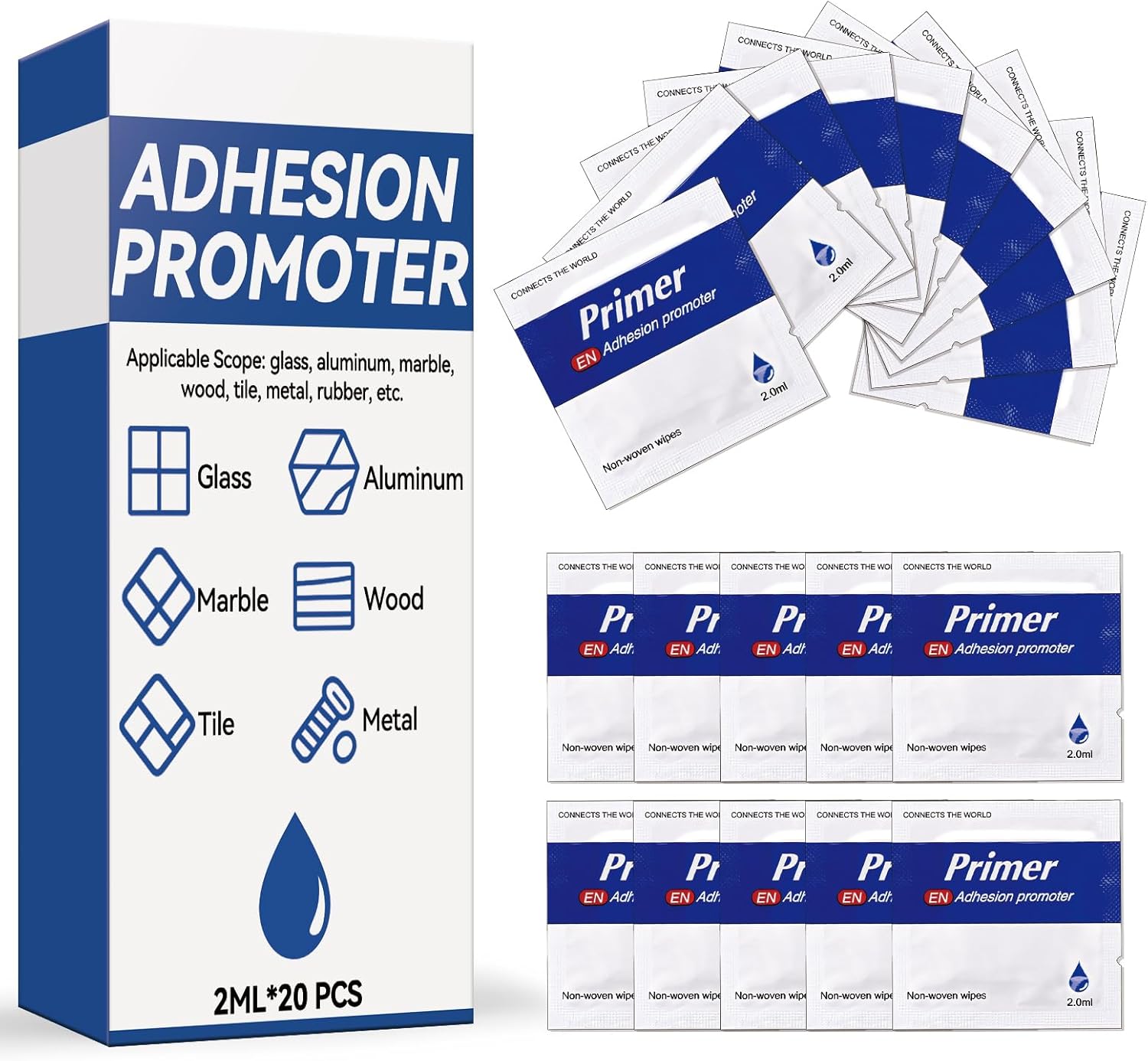 Adhesion Promoter (20 Pack) - Pre-Saturated Single-Use Applicators for ...