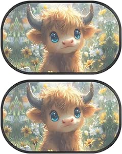 Amazon.com: SEANATIVE Cute Highland Cow Car Window Shade 2 Pack Car ...
