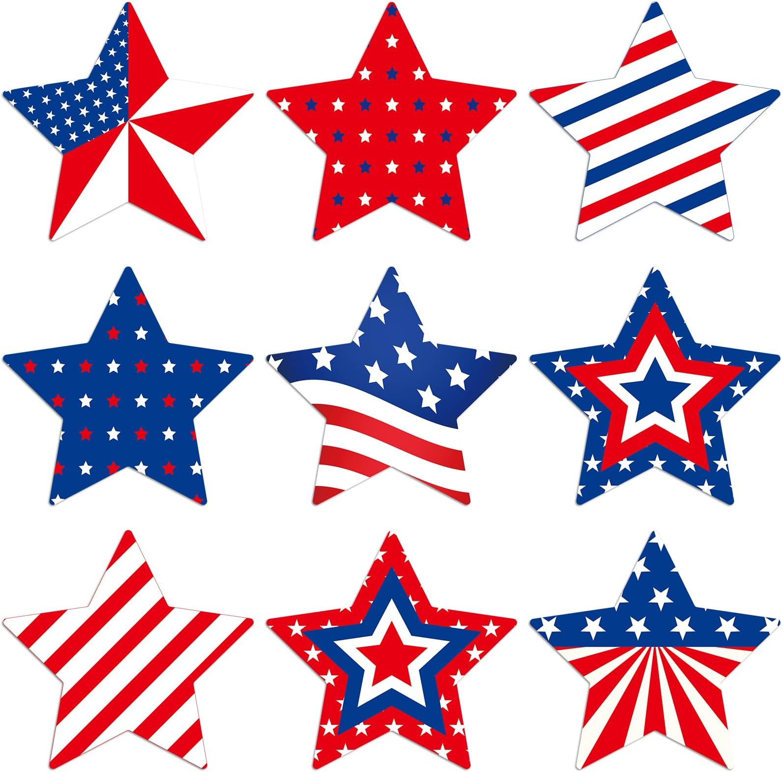 Amazon.com: 60 Pcs Patriotic Star Cutouts Double Printed Paper Star ...