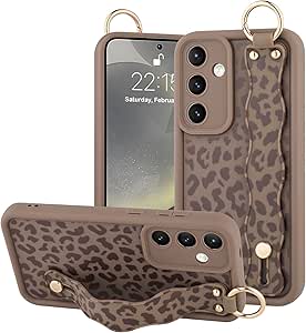 Amazon.com: OOK Compatible with Samsung Galaxy S24 Plus Leopard Case with Wrist Strap, Brown ...
