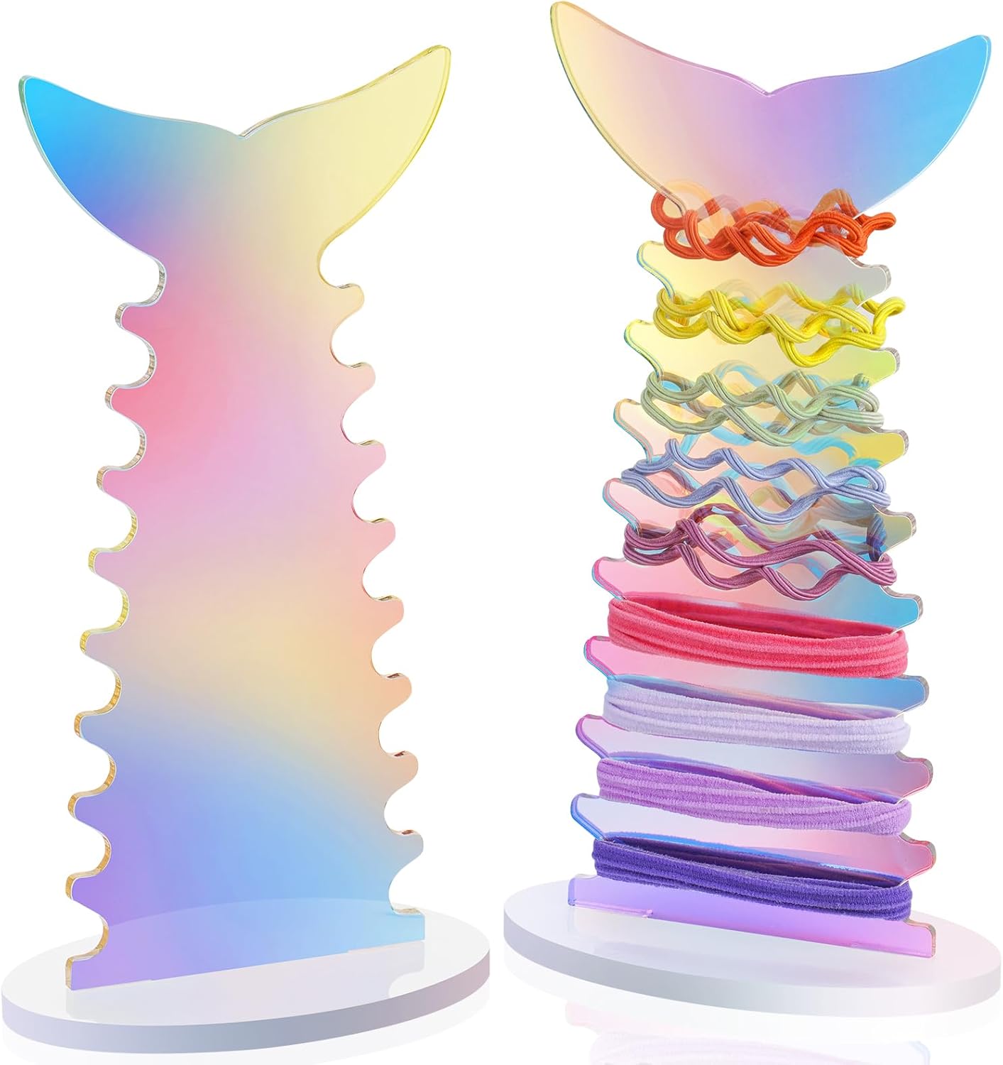 Amazon.com: NiHome 2 Pack Iridescent Acrylic Mermaid Tail Scrunchie ...