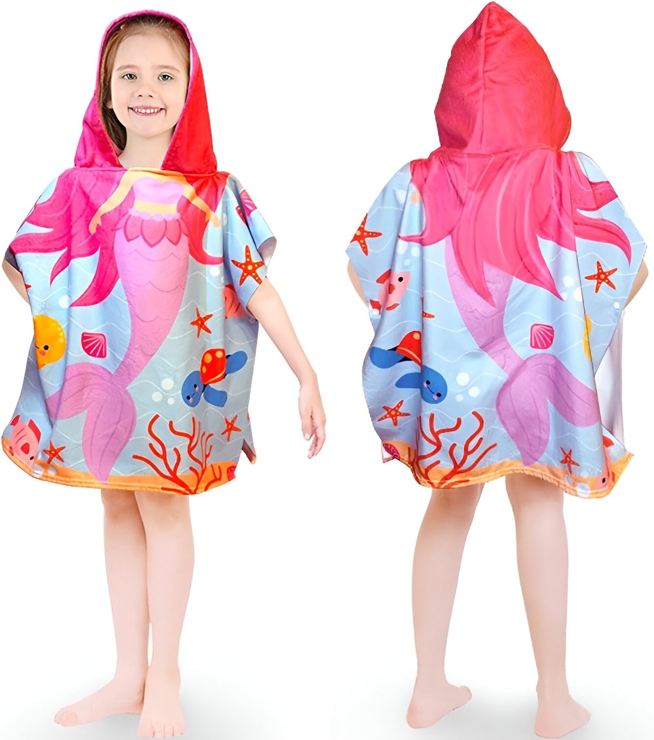 Amazon.com: Jappy Splashy - Hooded Mermaid Towel Poncho for Kids ...