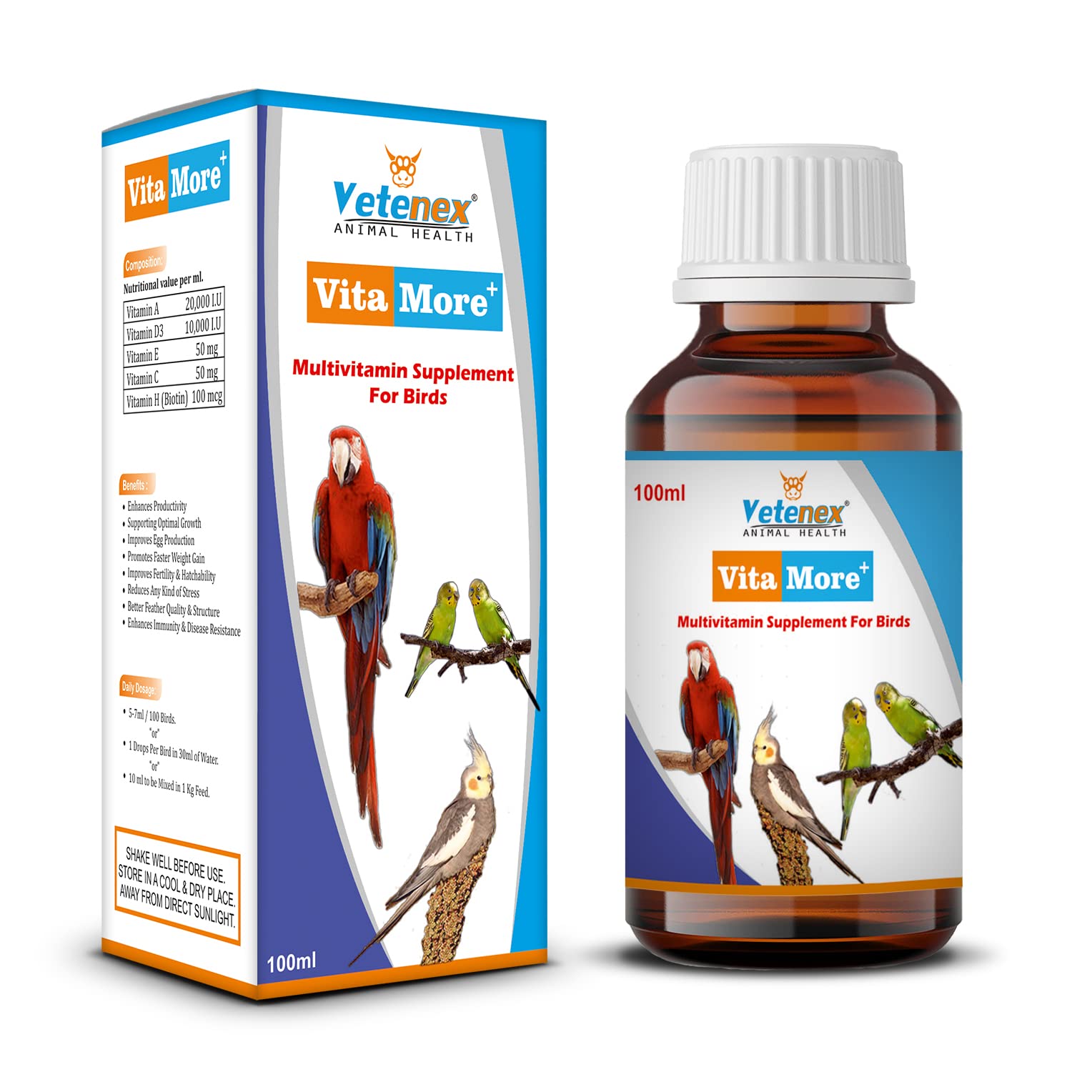 VETENEX VitaMore Plus - Multivitamin Supplement for Birds - 100 ML ...