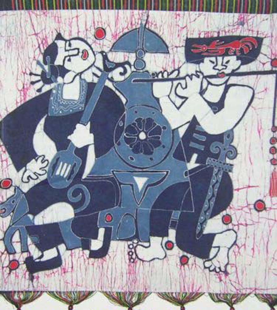 Amazon.com: Batik Folk Art Painting 27x28" Miao Hmong Artist #434B: Oil ...