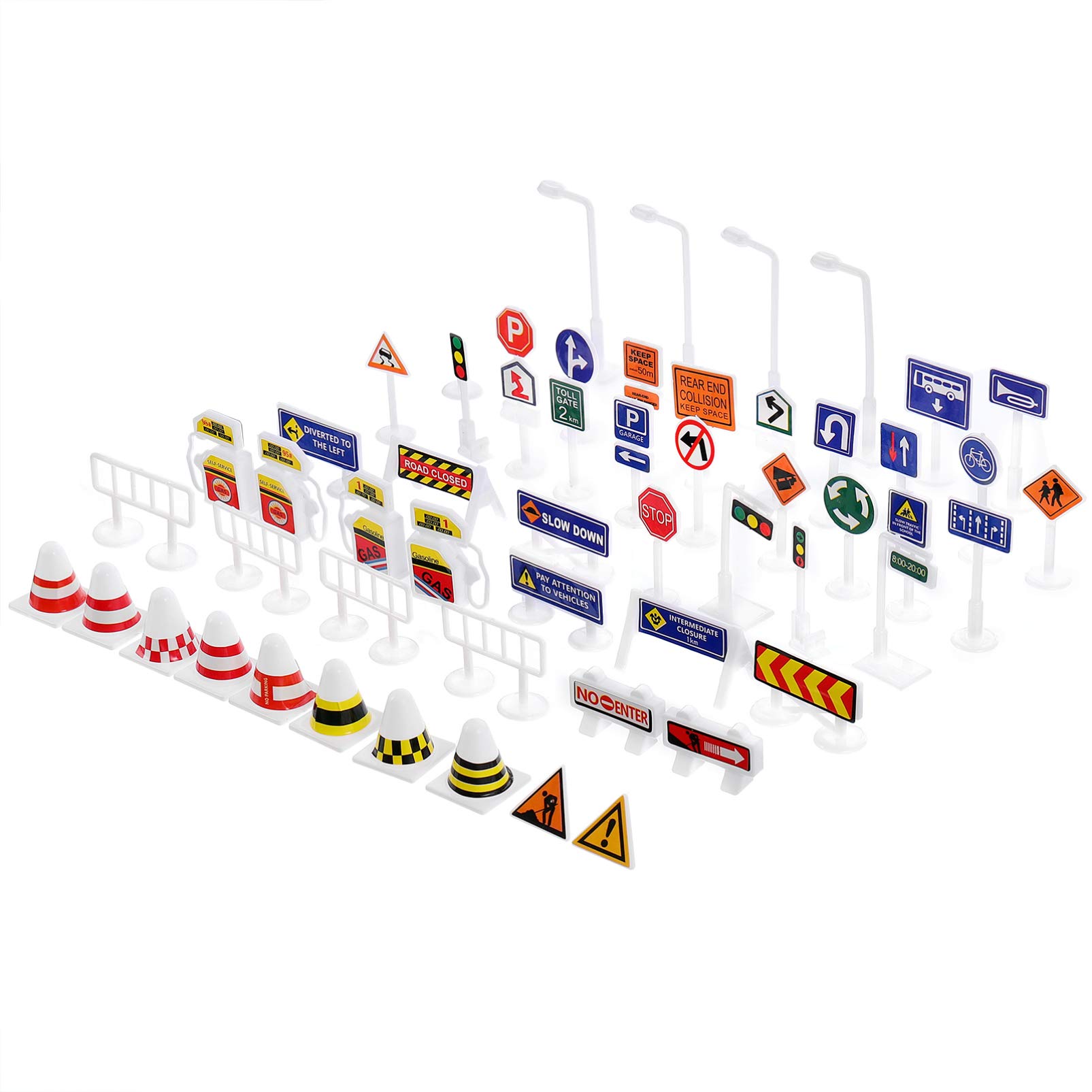 Toyvian 56pcs Street Signs Playset Traffic Signs Playset Hazard Cones ...