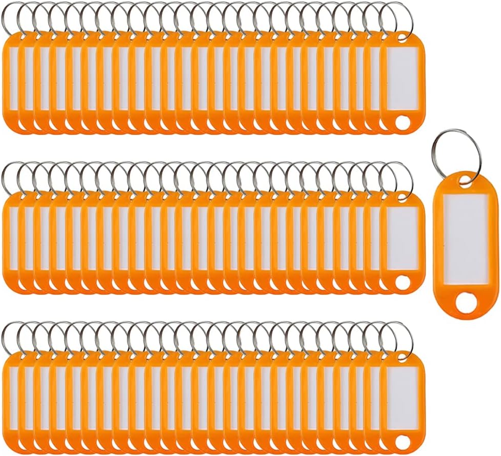 Pengxiaomei 100pcs Key Tags, Plastic Keyring Tags with Ring 10 Colors ...