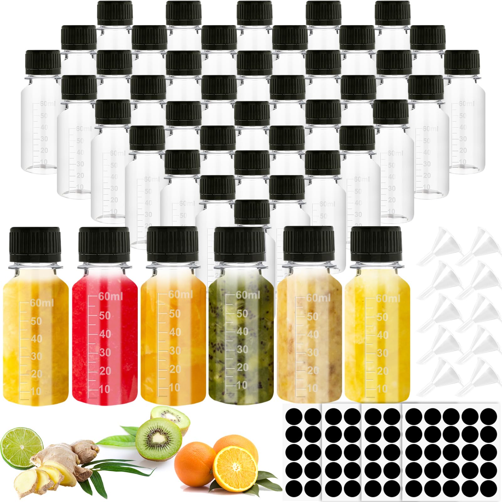 Amazon.com: 100 Pcs 2oz Plastic Shot Bottles with Caps, Small Clear ...