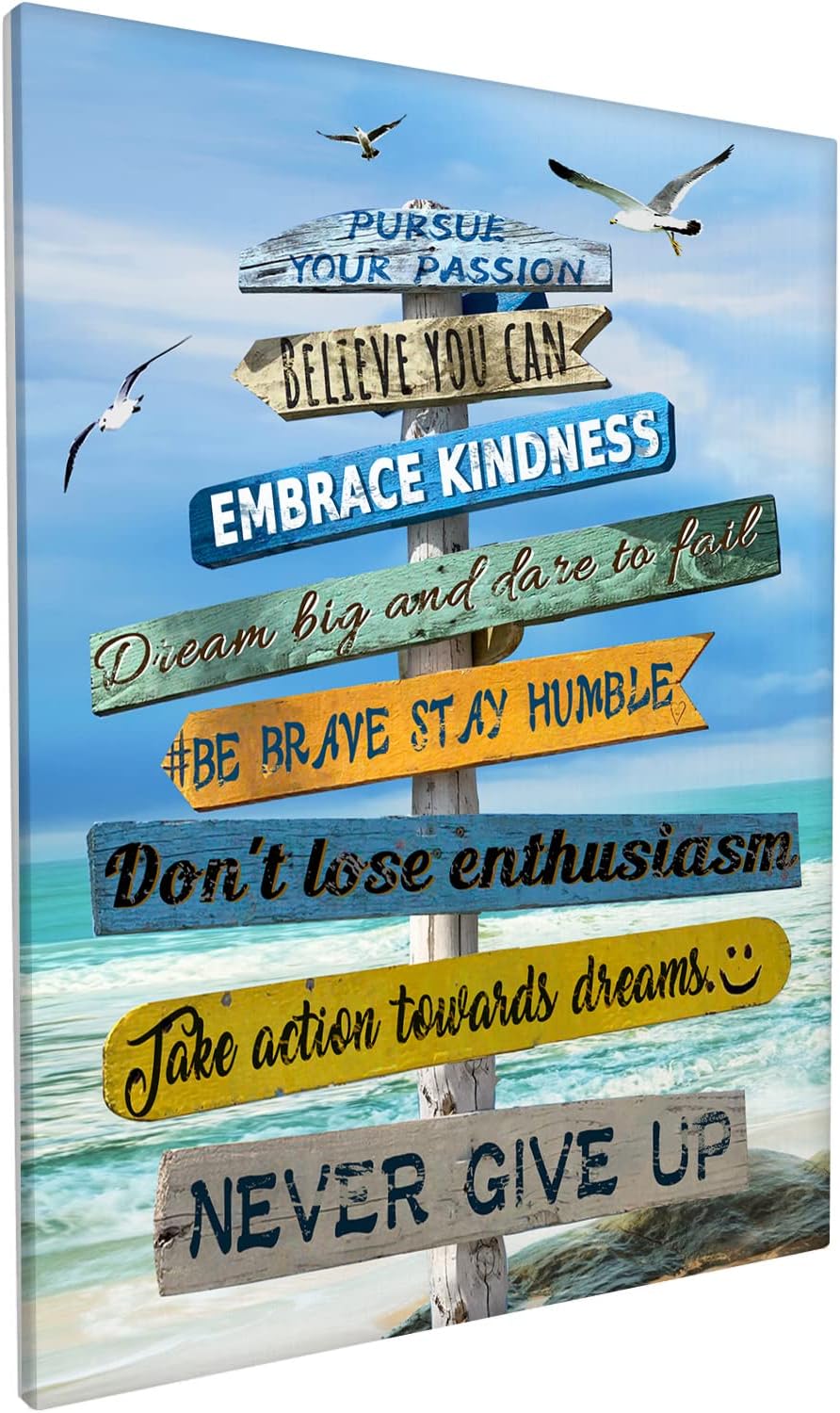 Amazon.com: NIAXAUYT Inspirational Wall Art Motivational Ocean Beach ...