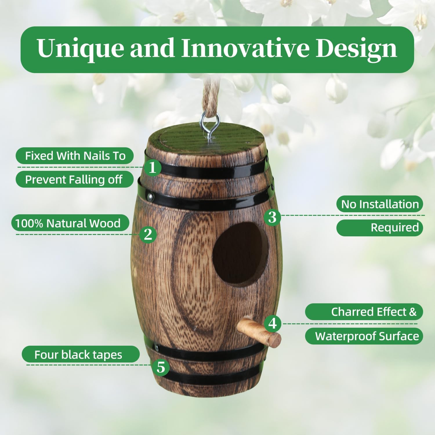 Snapklik.com : 2 Pack Hummingbird Houses For Outside, DY-SKTY Wooden ...
