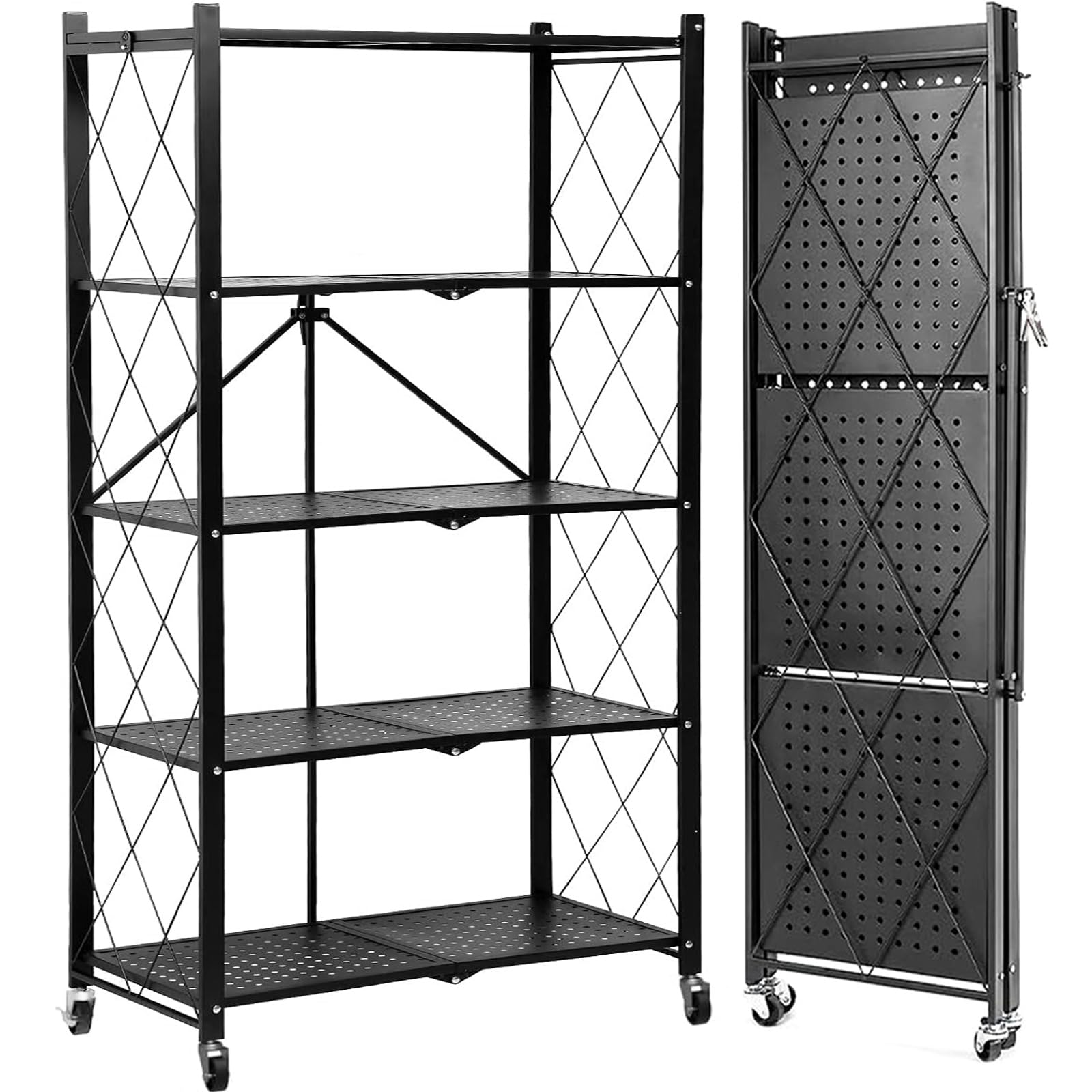 Amazon.com: Axidou 5-Tier Foldable Duty Storage Shelves with Wheels 13. ...