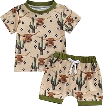 Amazon.com: Gueuusu Western Toddler Baby Boy Girl Clothes Infant Cow Print Shirt Jogger Casual ...