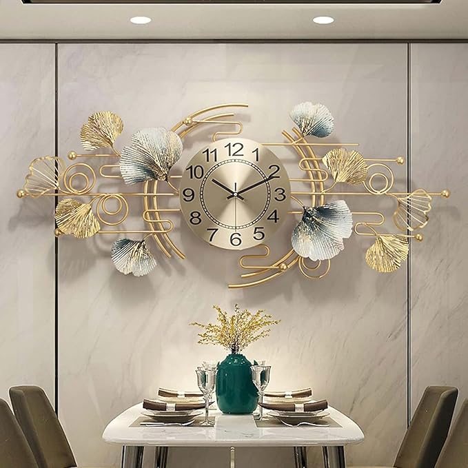 Amazon.com: ZTDPHZ Large Metal Wall Clocks Ginkgo Leaf for Living Room ...