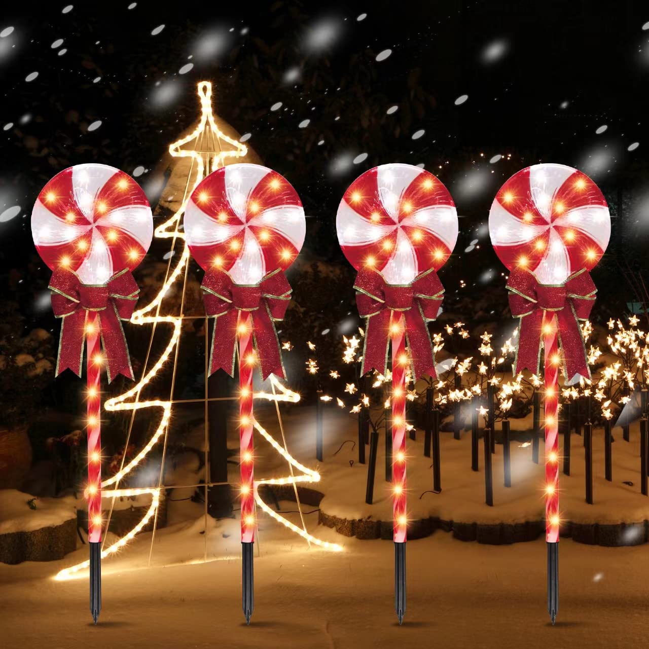 Lollipop Lighted Pathway Lights 4 Pcs Lollipop Christmas Pathway