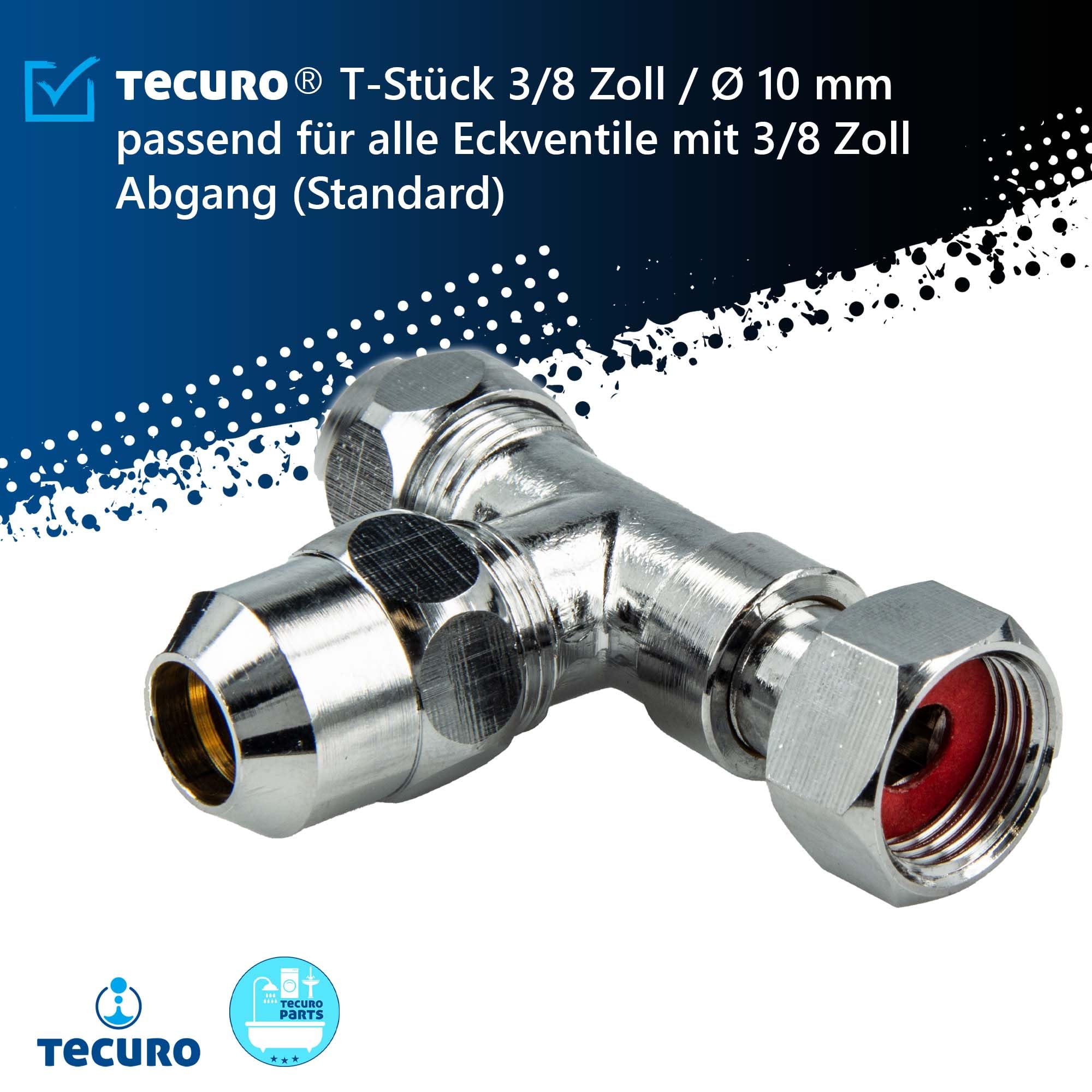 Brass T-Piece 3/8 Inch Splitter for Angle Valves Chrome-Plated with ...