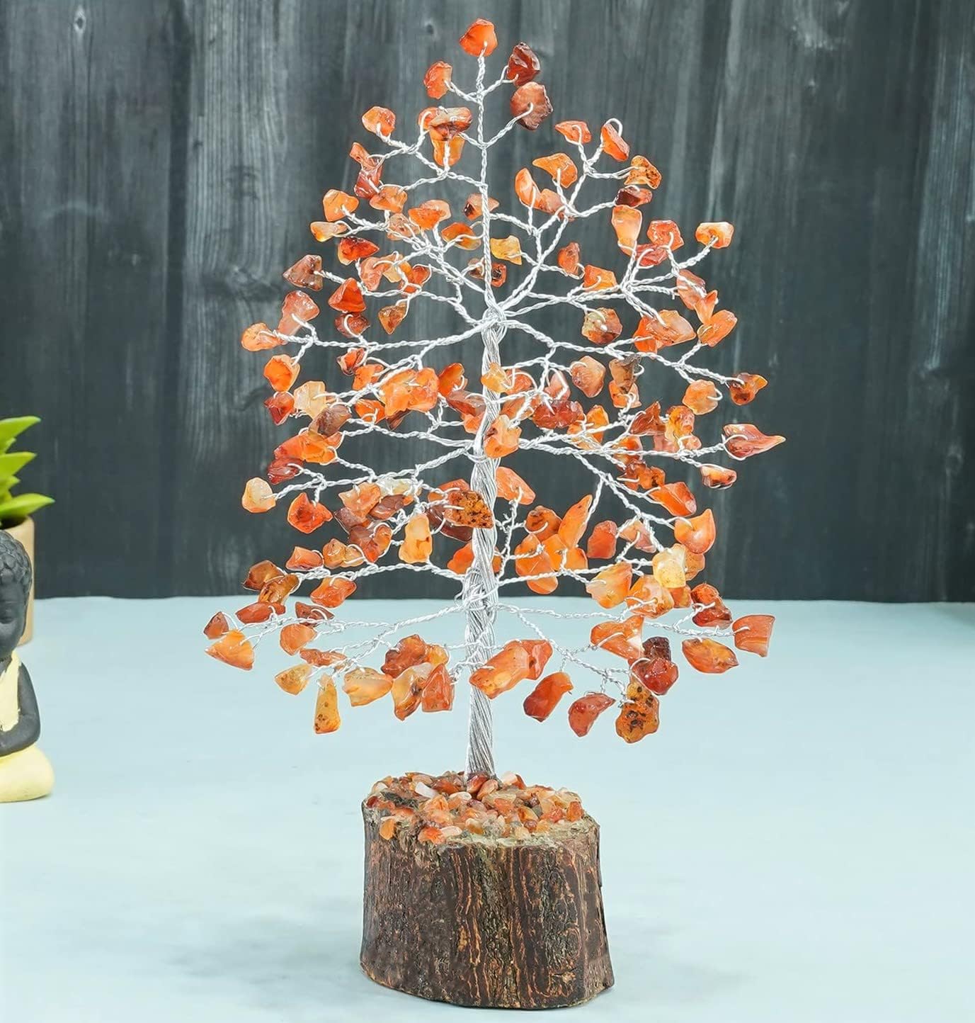 Crocon Carnelian Gemstone Money Tree | Feng Shui Bonsai | Mystical ...
