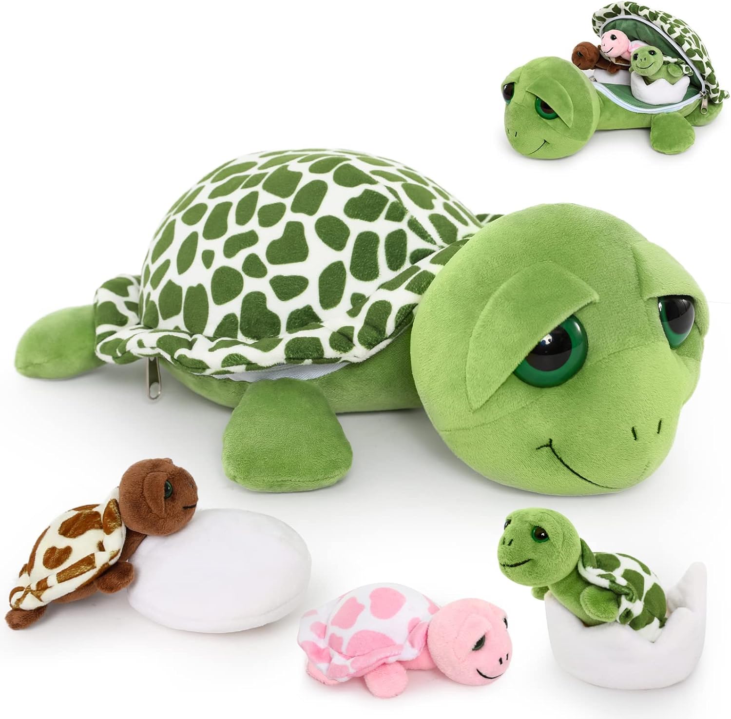 Amazon.com: MorisMos Sea Turtle Stuffed Animal with Babies, 14'' Mommy ...